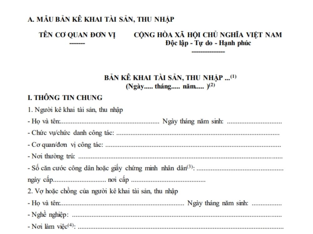 HƯỚNG DẪN KÊ KHAI TÀI SẢN, THU NHẬP MỚI NHẤT NĂM 2023 THEO NGHỊ ĐỊNH 130/2020 - OTIS LAWYERS